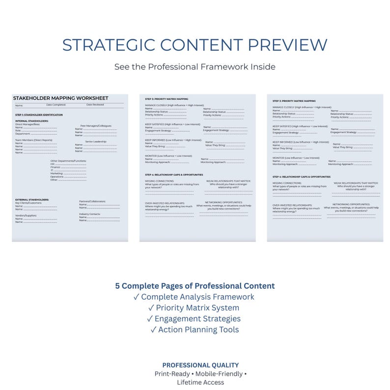 Stakeholder Mapping Worksheet - Relationship Strategy, Network Building ...