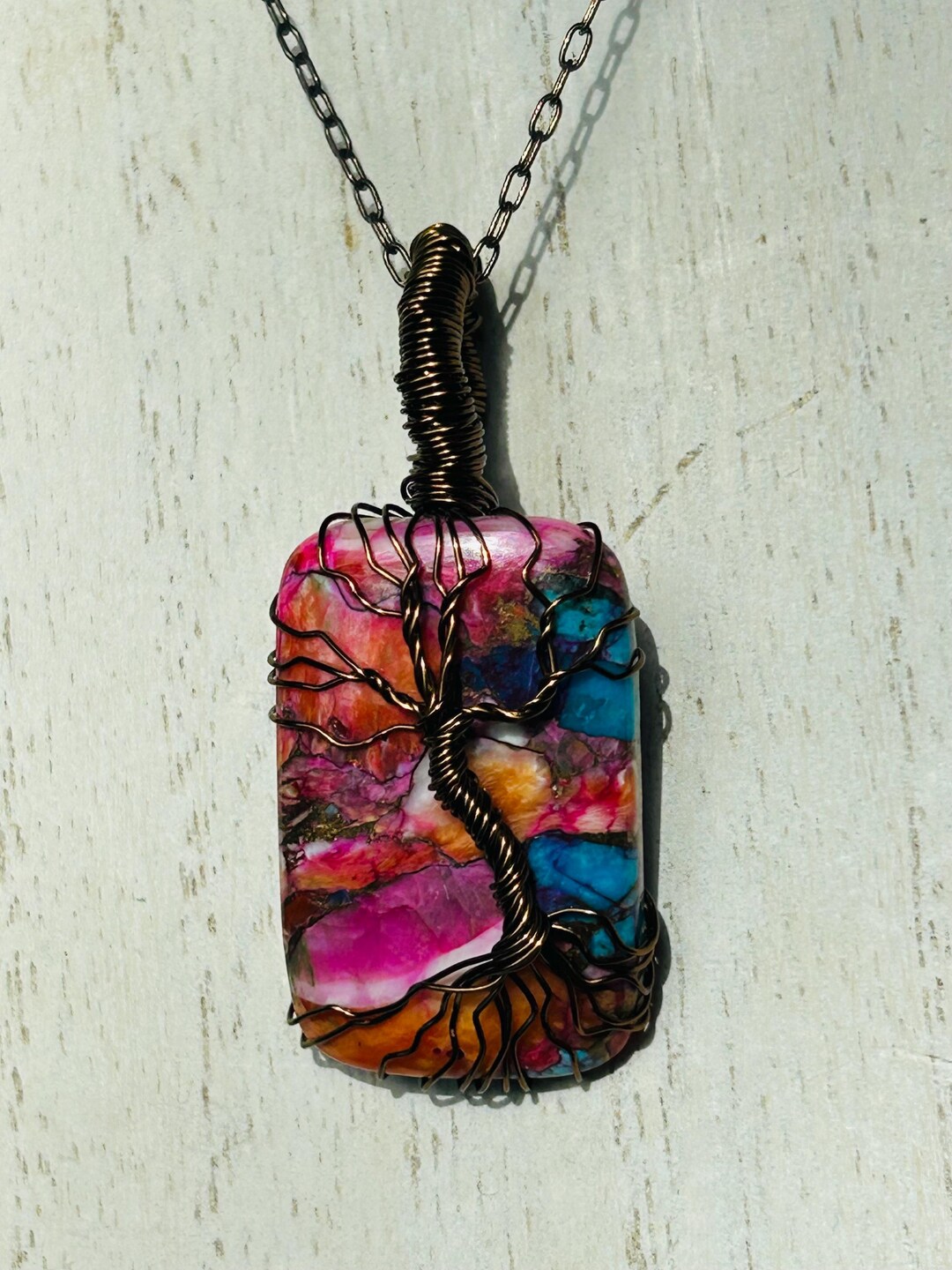 Oyster Turquoise Tree of Life, Tree of Life Necklace, Turquoise Tree of ...