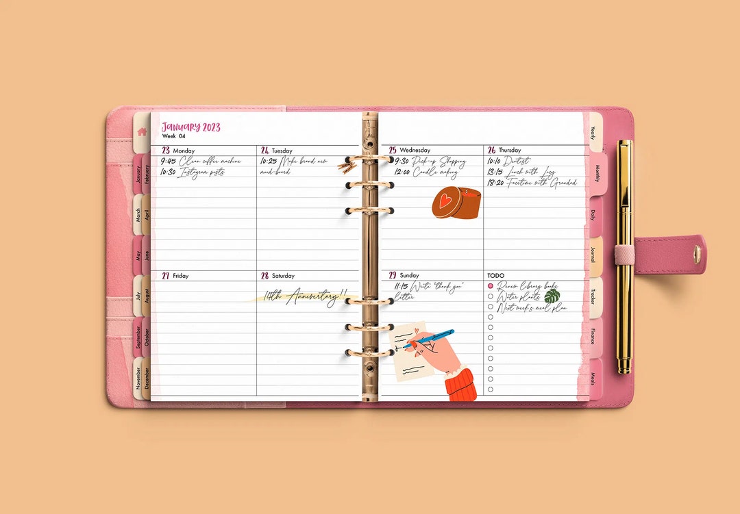 Ring Binder DIY Digital Planner With Pen, Pockets, Zips, Inserts ...