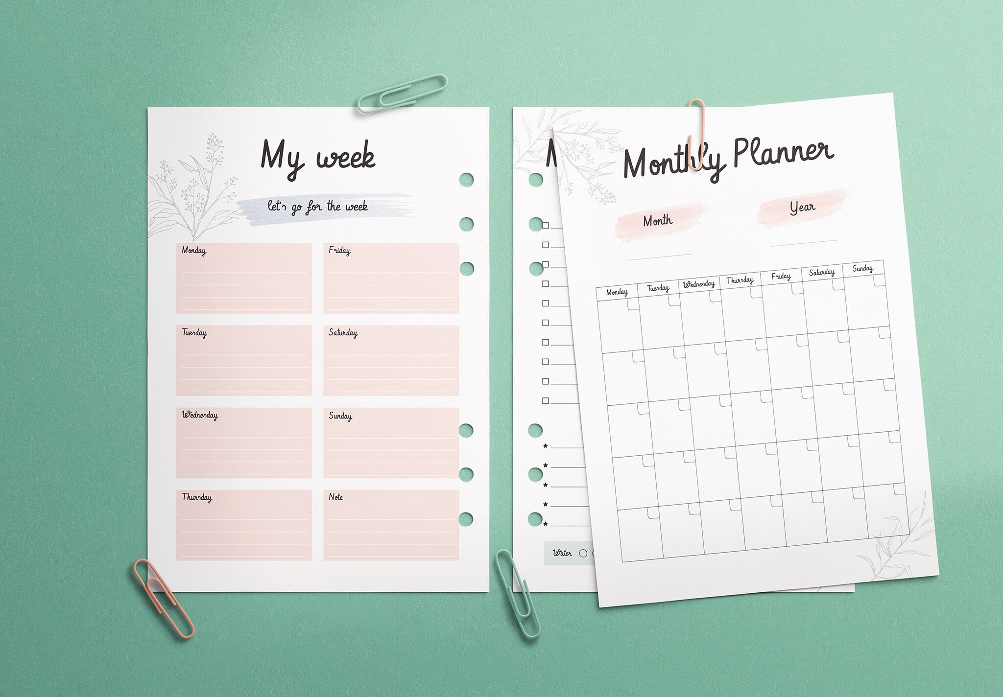 Planner Inserts, A5 Size Mockup, Letter and Paperclip Mockup, Moveable ...