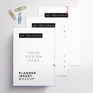 Planner Inserts, A5 Size Mockup, Letter and Paperclip Mockup, Moveable ...