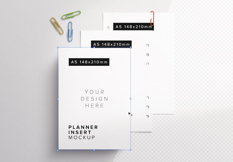 Planner Inserts, A5 Size Mockup, Letter and Paperclip Mockup, Moveable ...