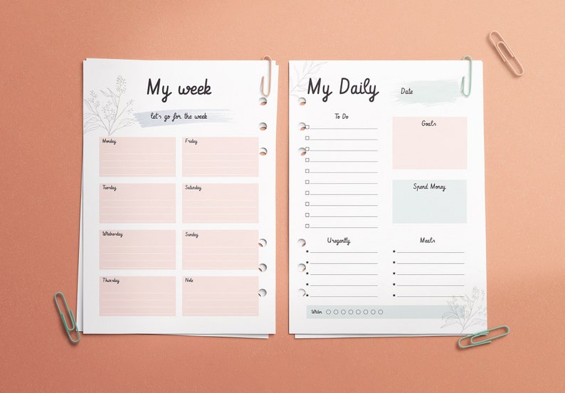 Planner Inserts, A5 Size Mockup, Letter and Paperclip Mockup, Moveable ...