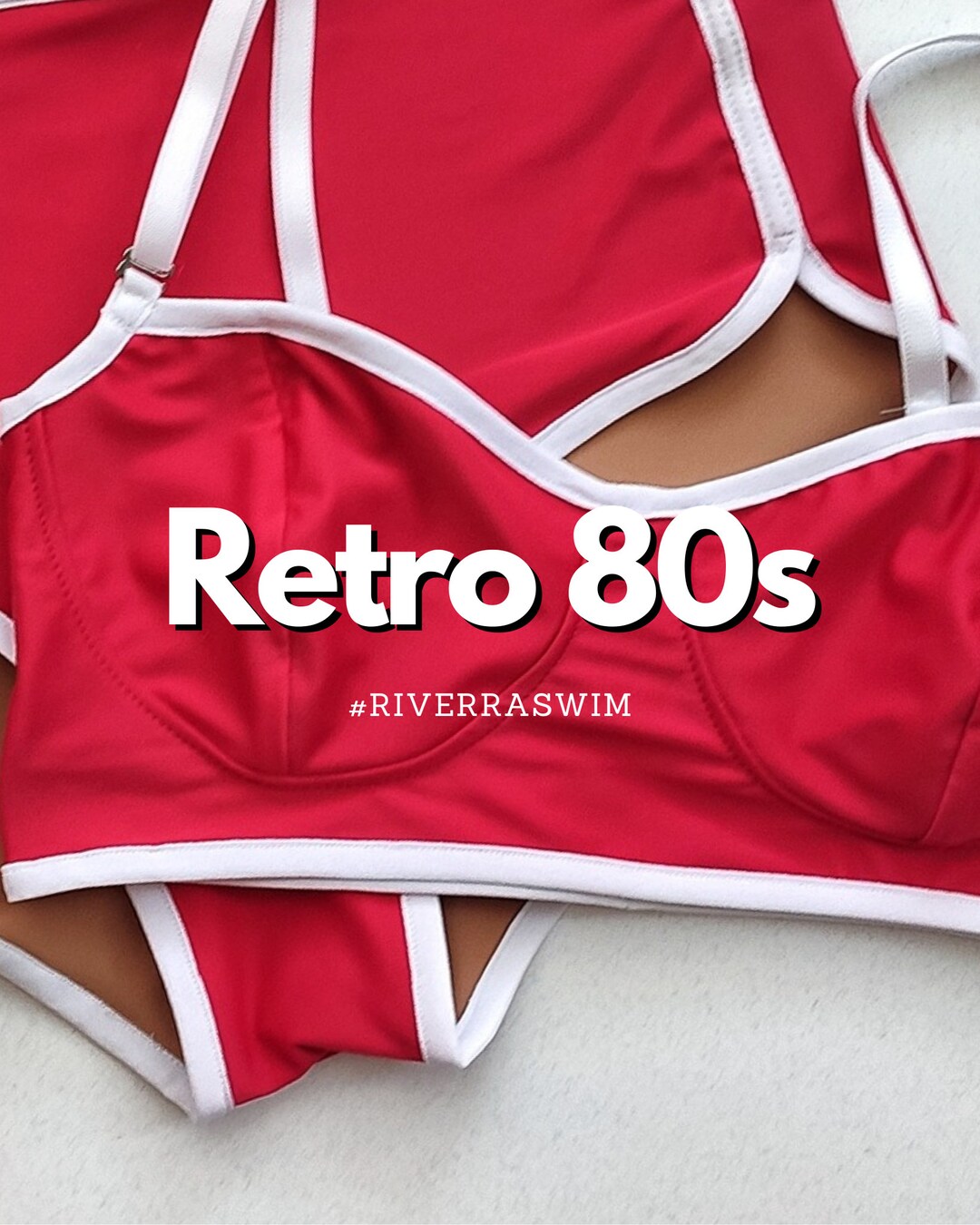 Red Pin up Bikini Set, Crop Balconette Top, Retro Highwaisted Bottoms, 80s Style Bikini, 1950s ...