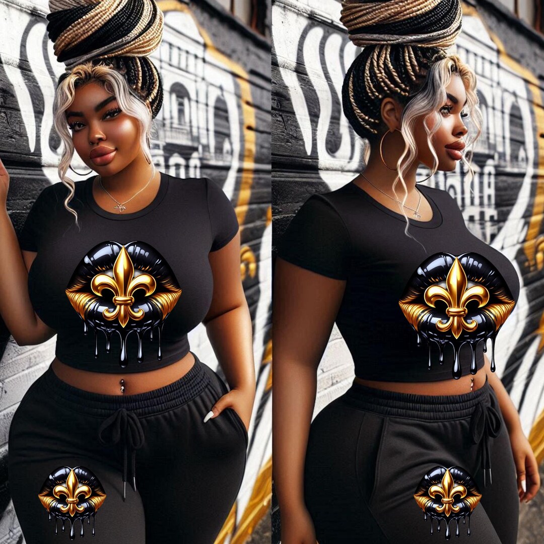 Saints Black and Gold Dripping Lips Bundle, New Orleans Png, Saints ...