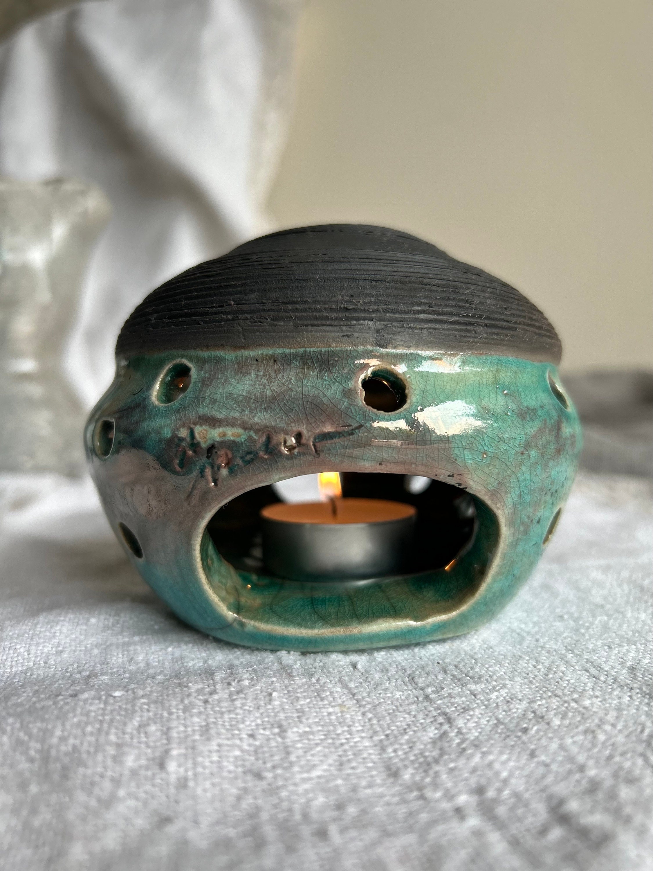 Raku for Good Luck, Turquoise Ceramic Acorn for Good Luck, Raku ...