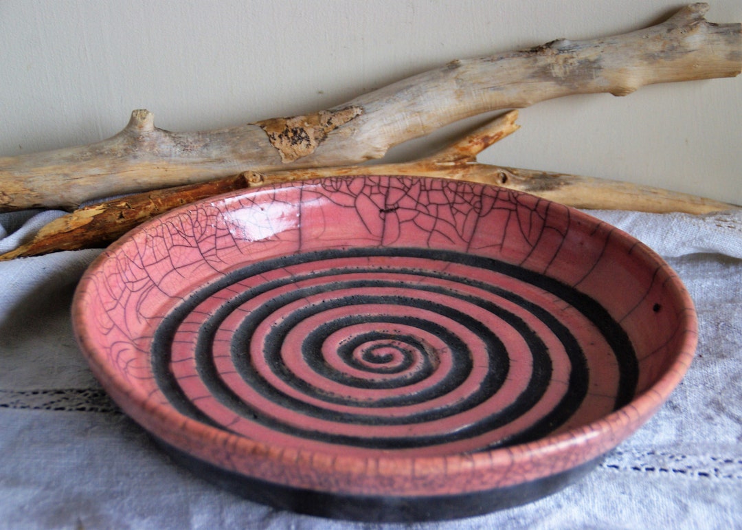 Raku Ceramic Dish, Decorative Ceramic Plate for Fruits or Candle, Light ...