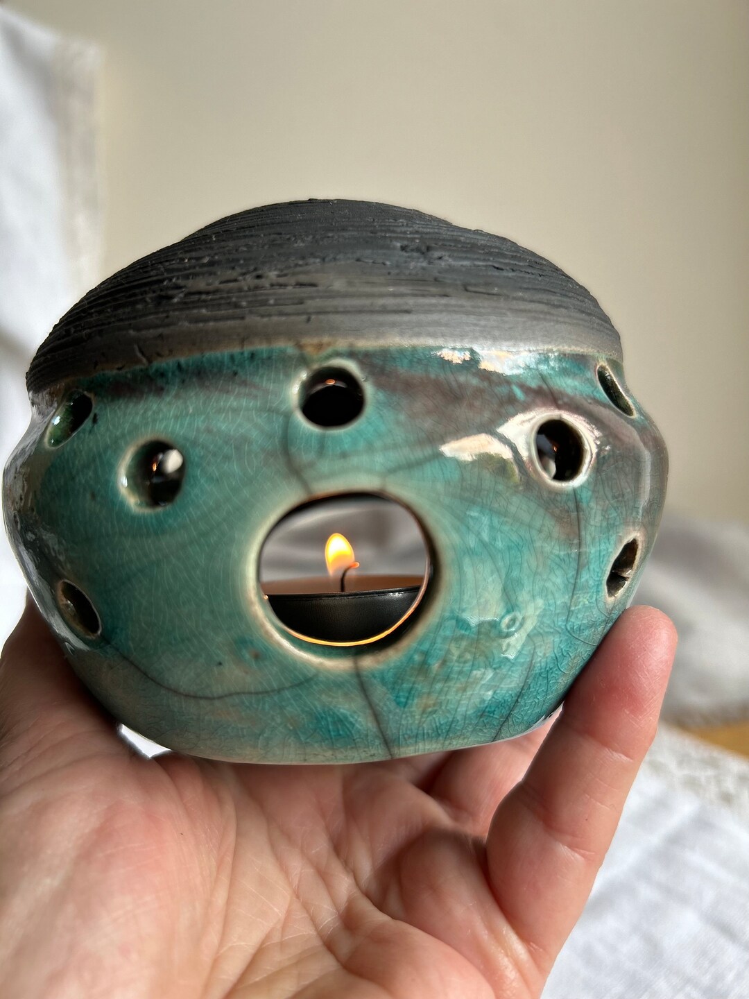 Raku for Good Luck, Turquoise Ceramic Acorn for Good Luck, Raku ...