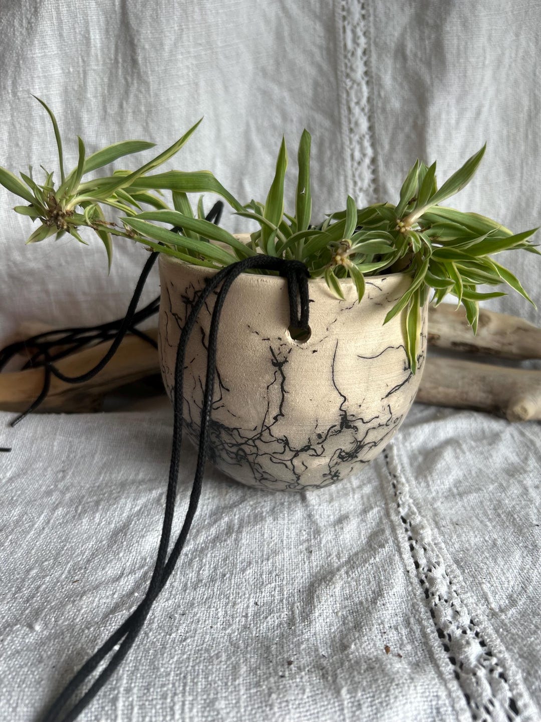 Ceramic Pot Holder, Horse Hair Raku Ceramics for Hanging on Strings ...