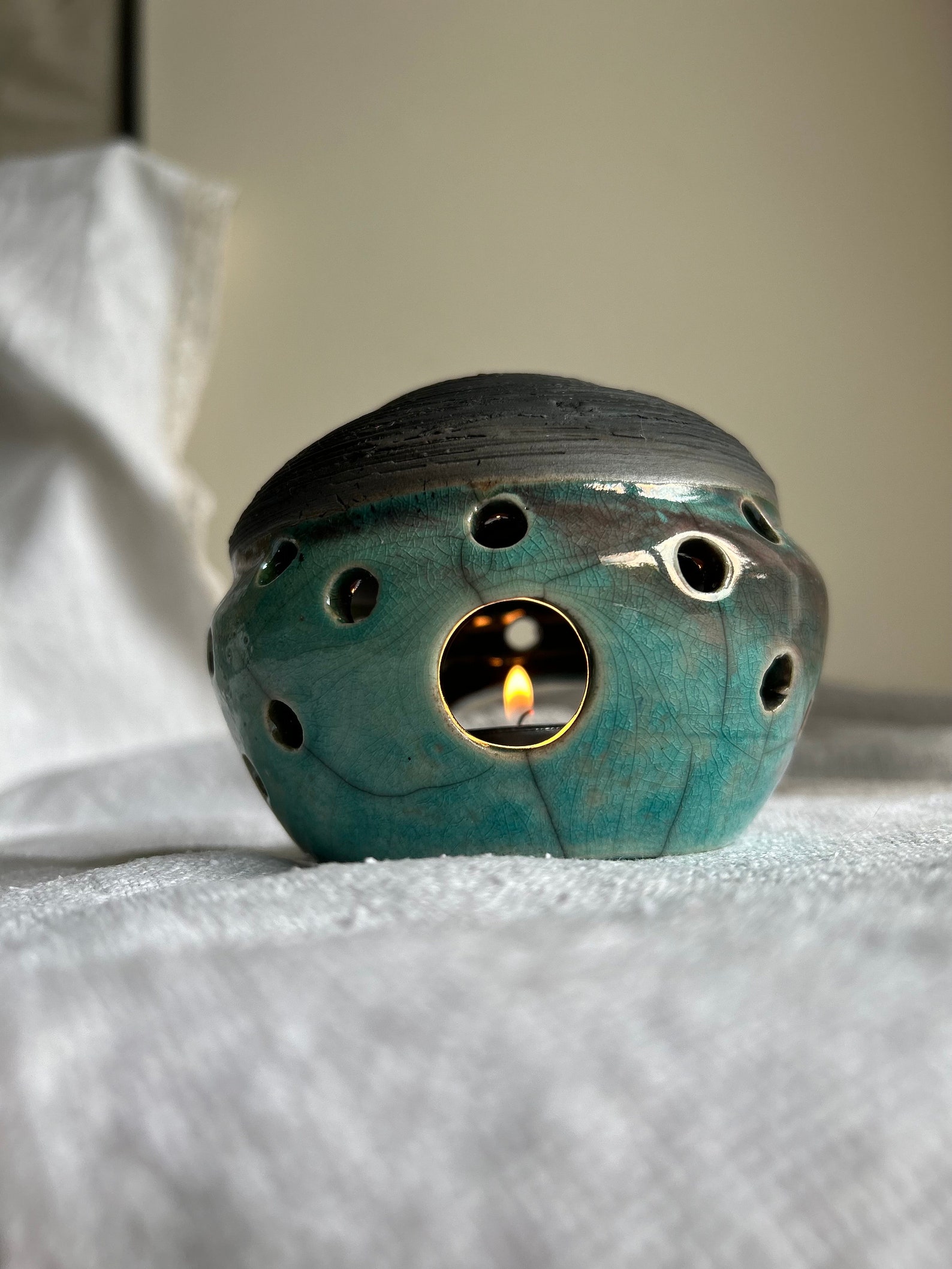 Raku for Good Luck, Turquoise Ceramic Acorn for Good Luck, Raku ...
