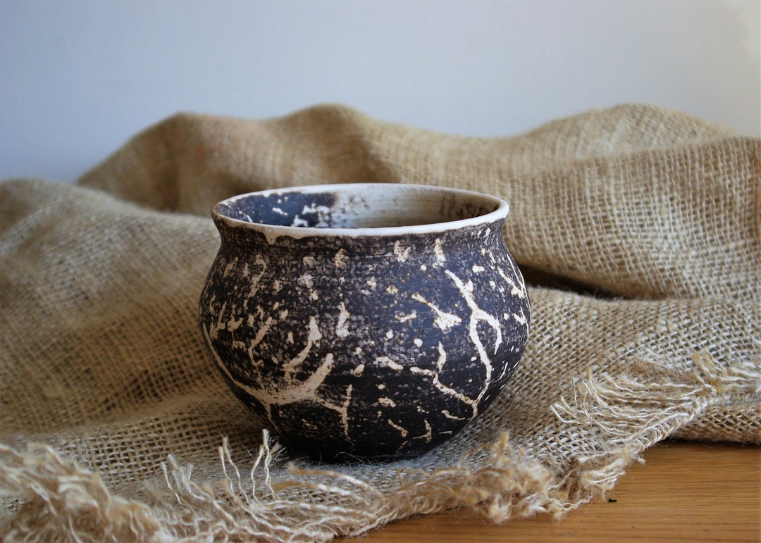 Raku Ceramic Obvara Slavic Technique, Beige and Brown Vase Born in Fire ...