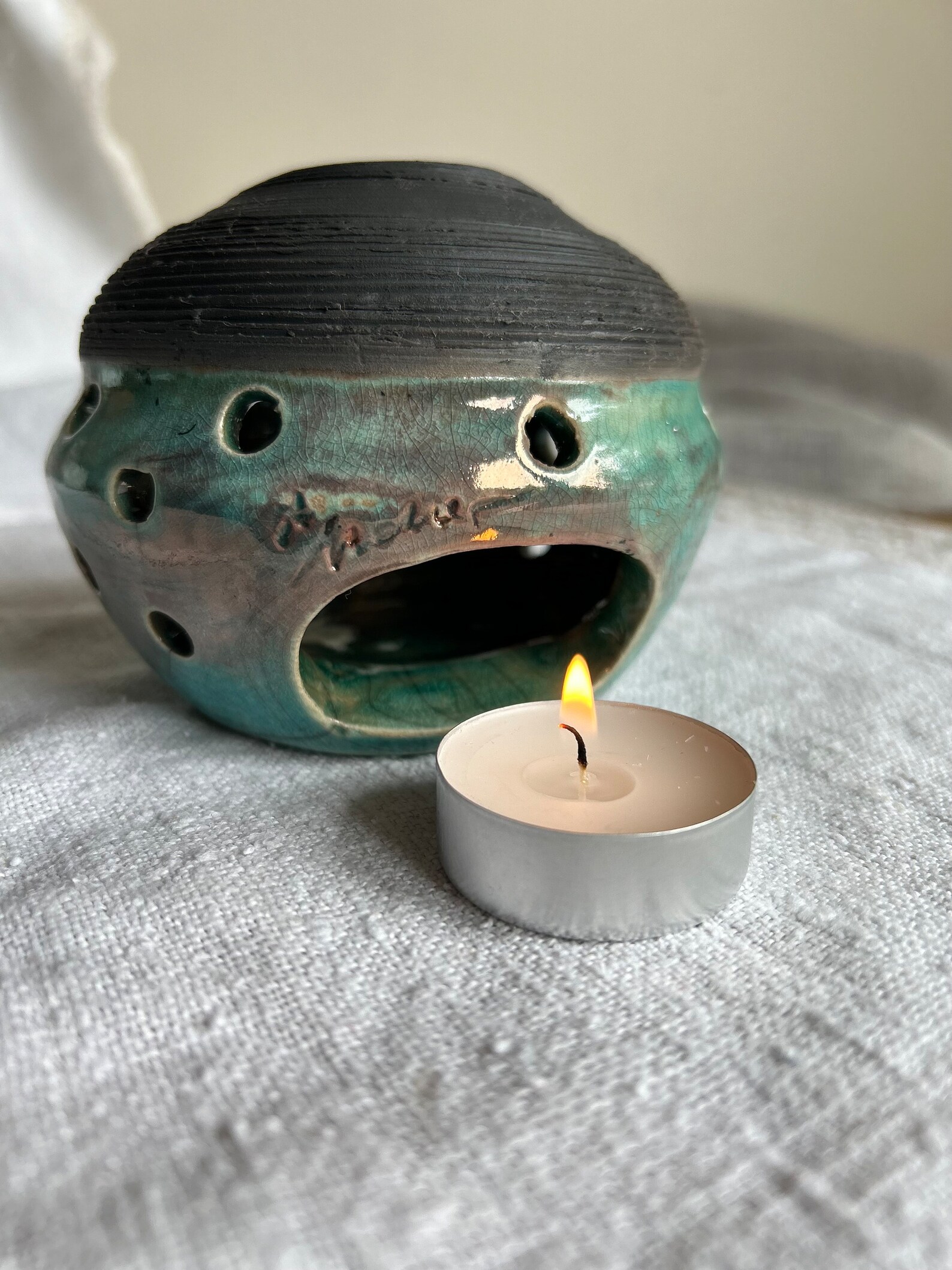 Raku for Good Luck, Turquoise Ceramic Acorn for Good Luck, Raku ...
