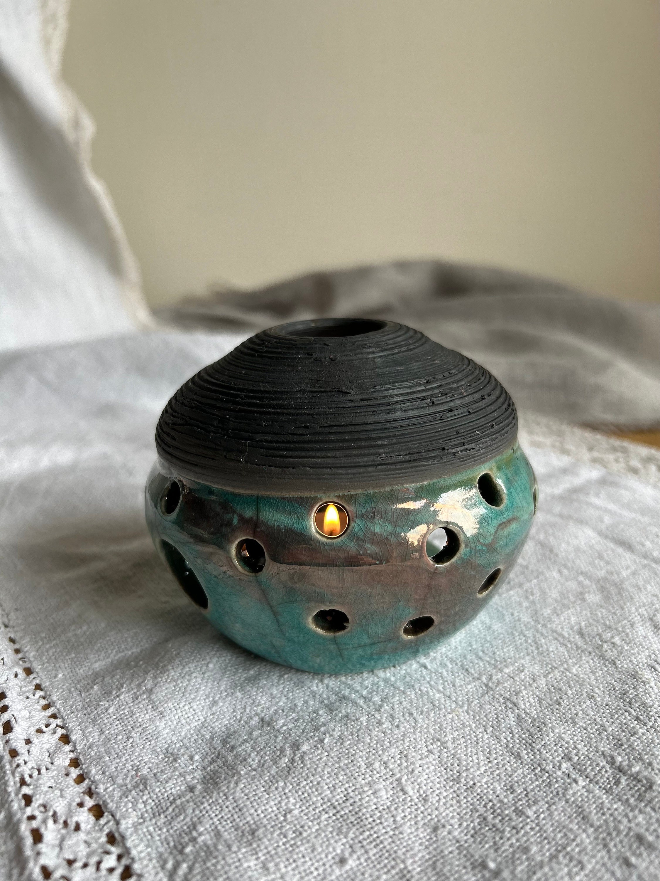 Raku for Good Luck, Turquoise Ceramic Acorn for Good Luck, Raku ...
