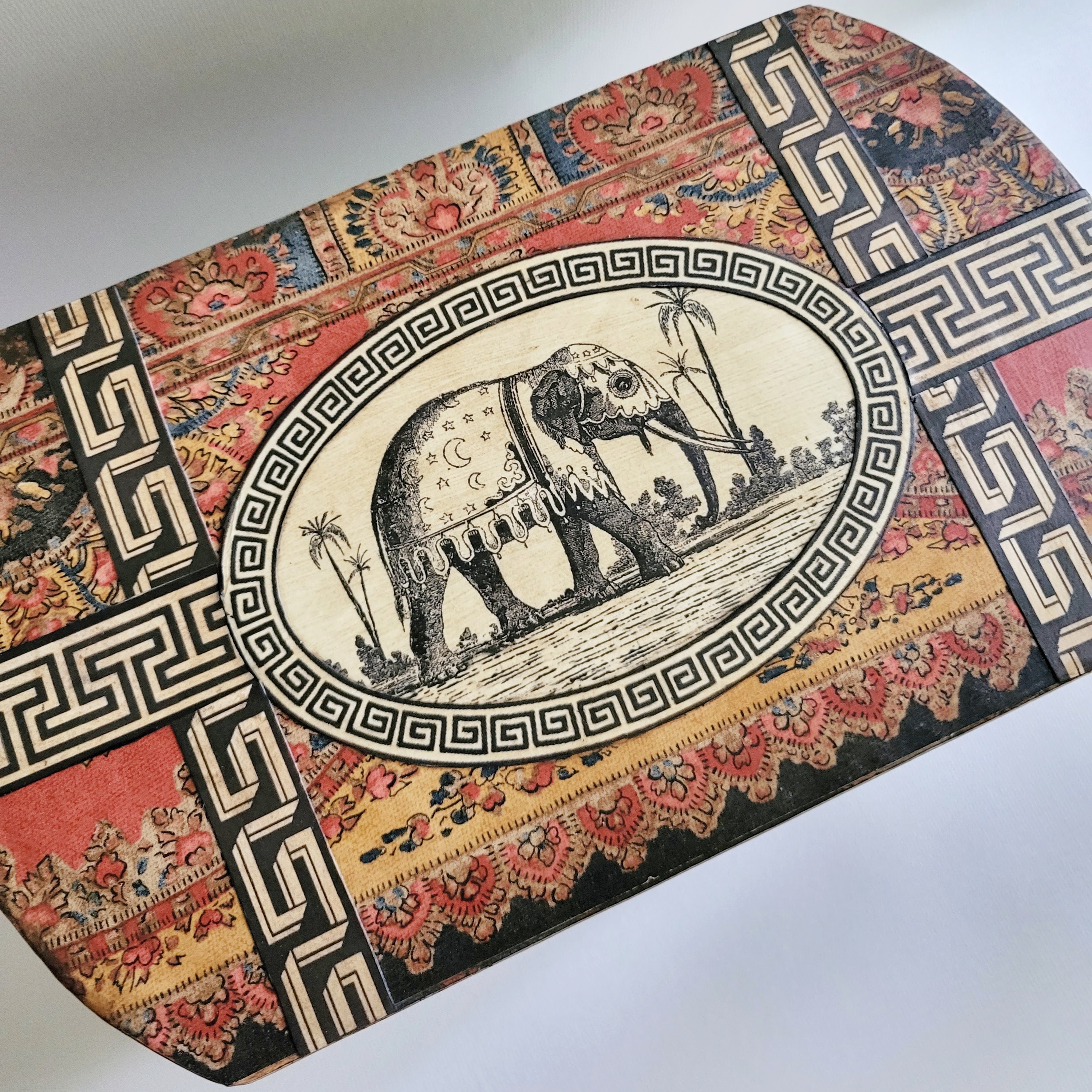 Ceylonese Elephant Decoupage Box, Large - Etsy