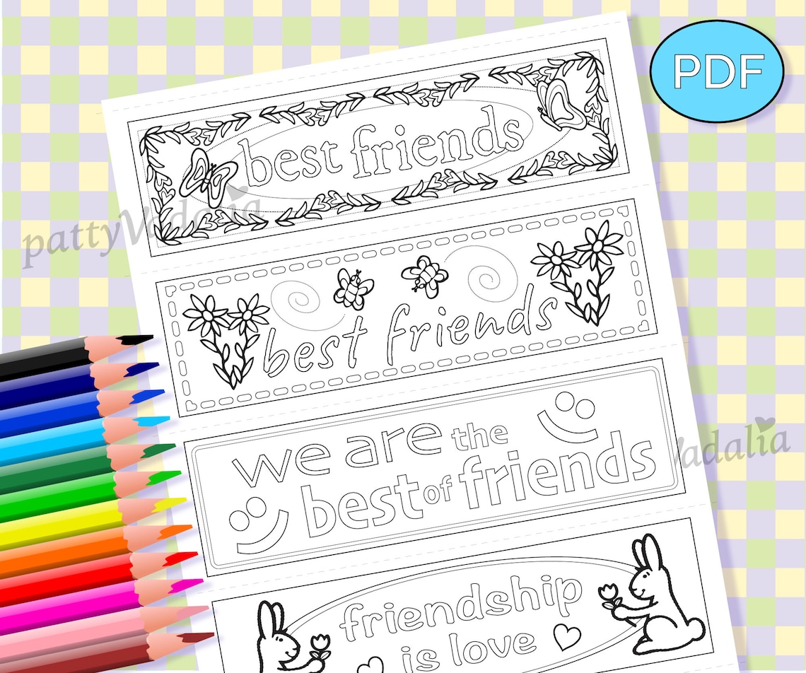 Bookmarks, Coloring Page, Best Friends, Printable, PDF, Download - Etsy ...