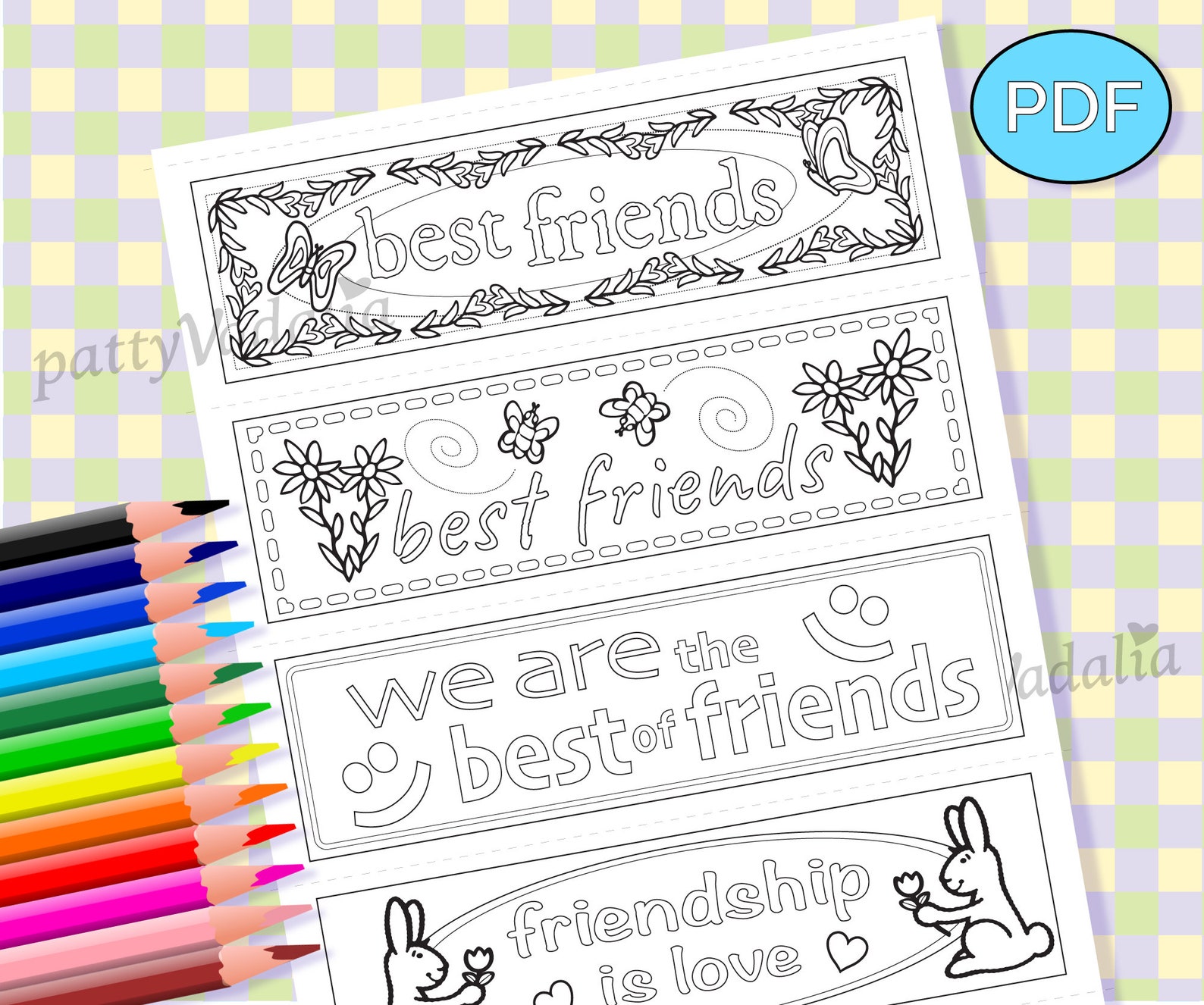 Bookmarks, Coloring Page, Best Friends, Printable, PDF, Download - Etsy ...