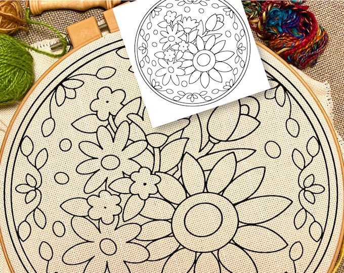 Flowers Pattern, PDF Instant Download, Extra Grid PDF, Punch Needle ...