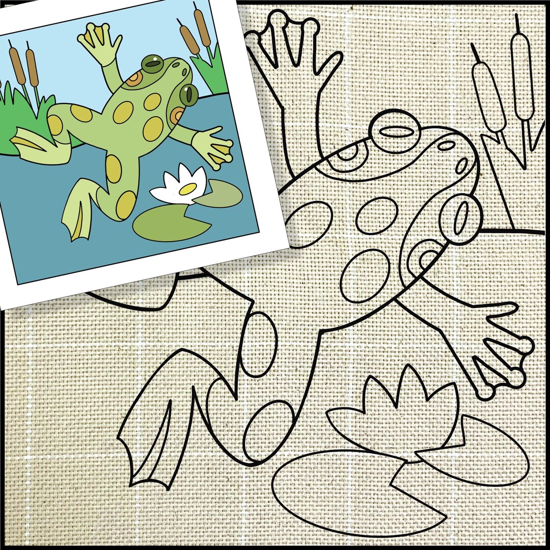Spring Leaping Frog Pattern, Instant Download PDF, Punch Needle, Rug ...