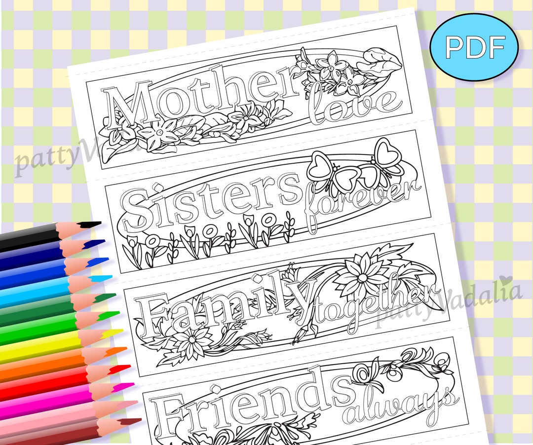 Lesezeichen zum Ausmalen, Muttertag, Schwestern, Freunde, Familie, 4er ...