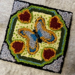 Butterfly Punch Needle Pattern, Monks Cloth, Rug Hooking, Butterfly and ...