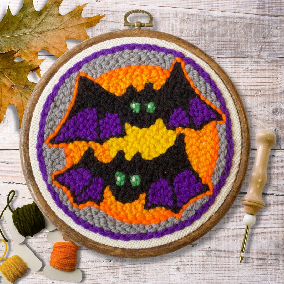 Halloween Bats Punch Needle Kit, Complete Ready to Punch, Directions - Etsy