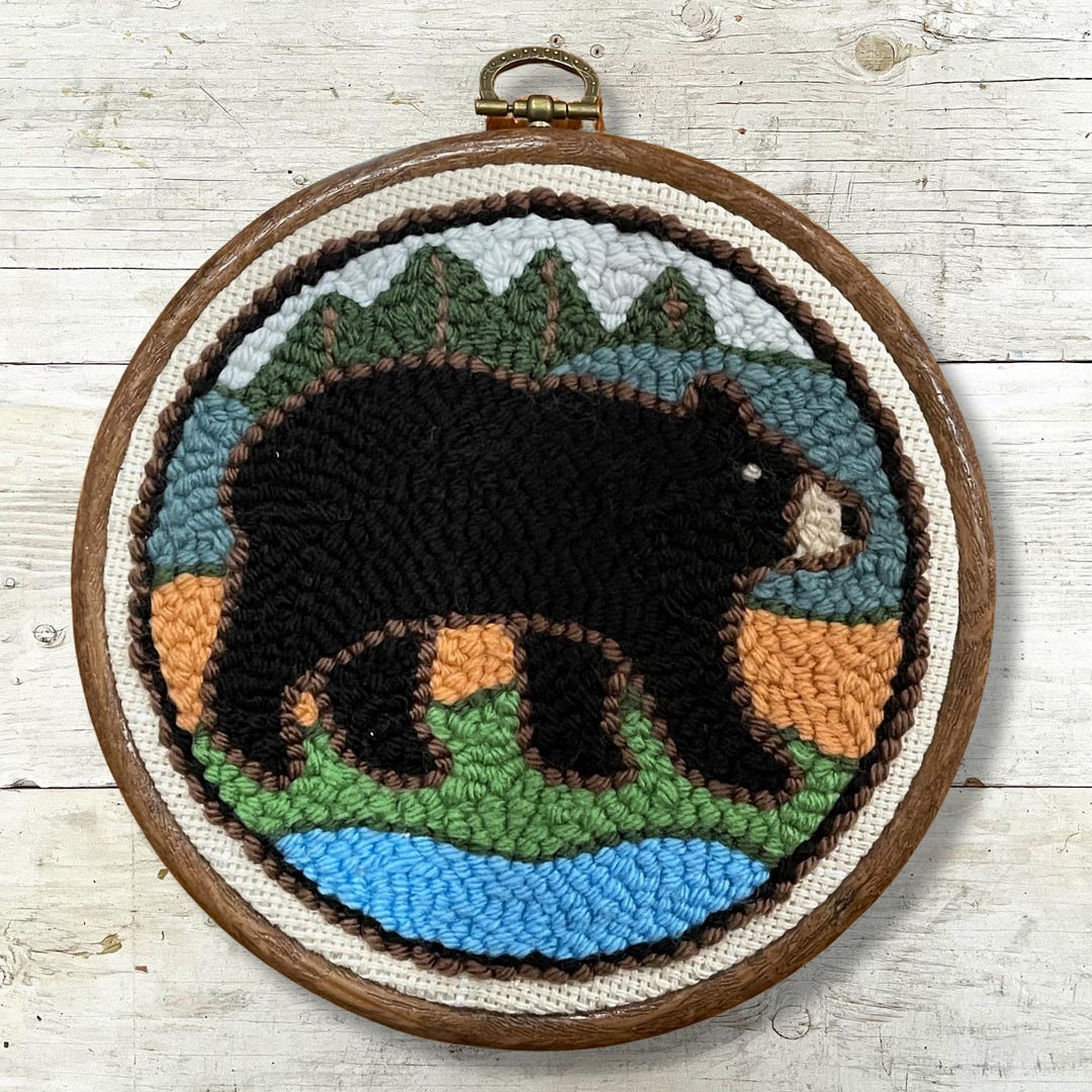 Black Bear Punch Needle Kit, Camp Wall Art, Ready to Punch, Illustrated ...