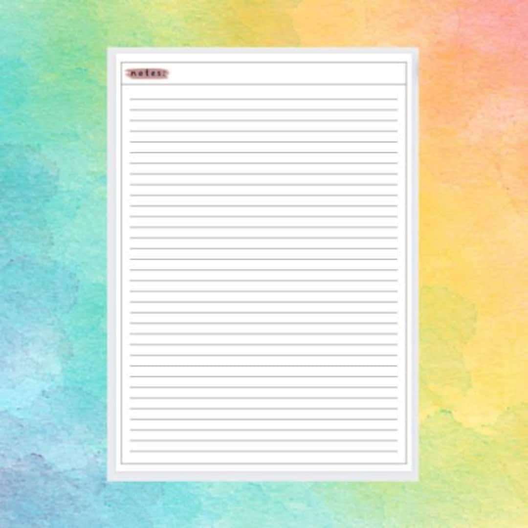 Note Book Template Lined Paper - Etsy
