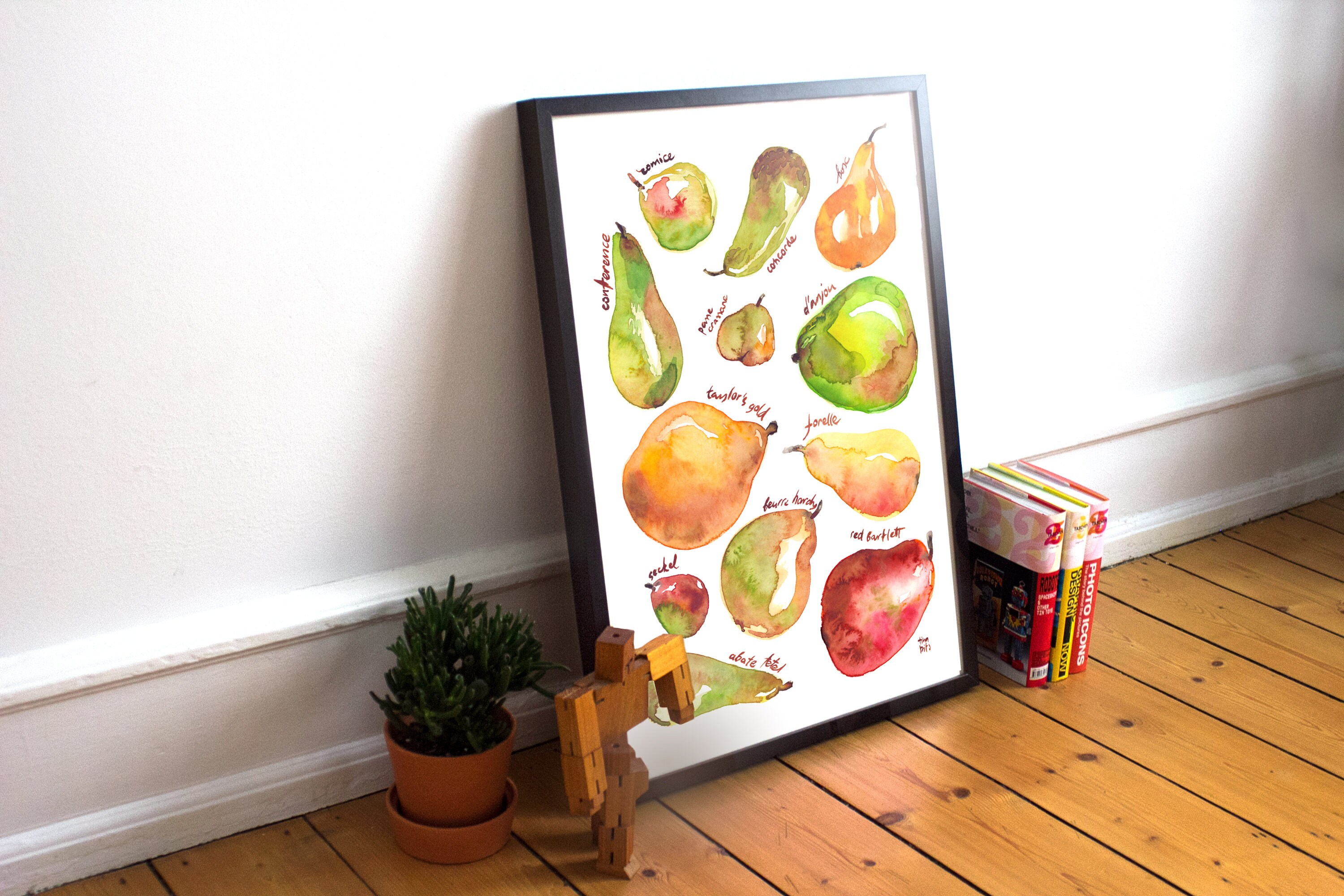 Pear Types Poster, Printable Watercolor Art, Digital Watercolour Art ...