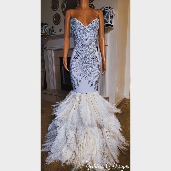 White Feather Dress - Etsy