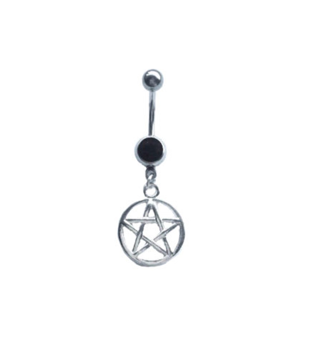 Pentacle Belly Button Ring, Pentacle Jewellery, Gothic Belly Button ...