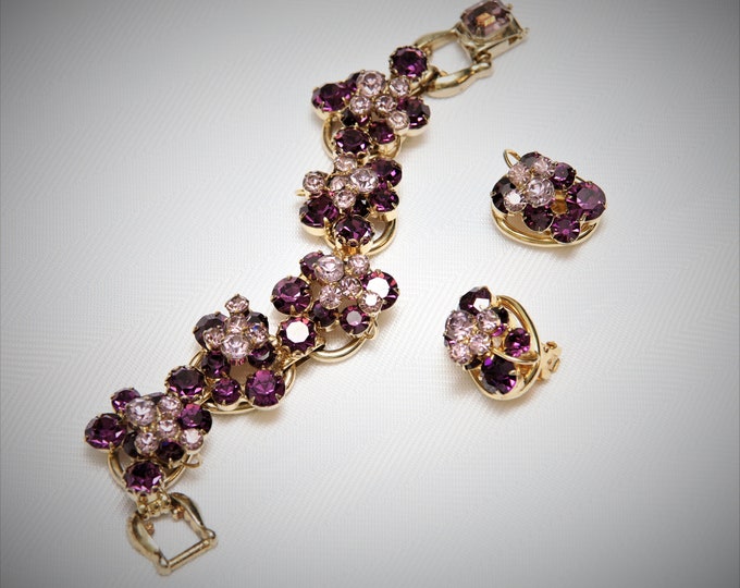 JULIANA / D & E 5-link Bracelet With Matching Clip-on Earrings – Purple ...