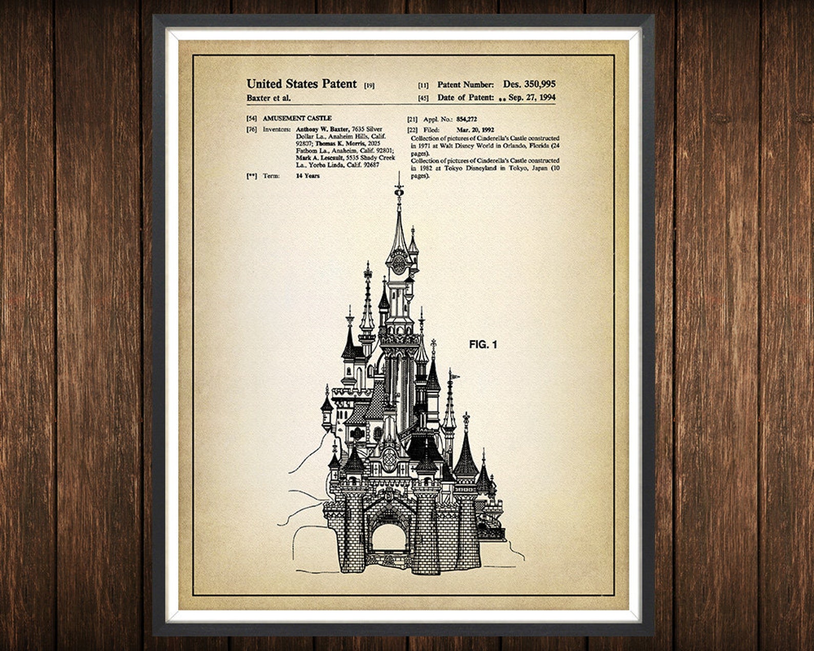 DISNEY CASTLE Patent Print Unframed - Etsy