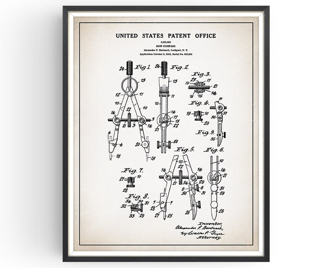 BOW COMPASS 1943 Patent Print Compass Print Drafting - Etsy UK