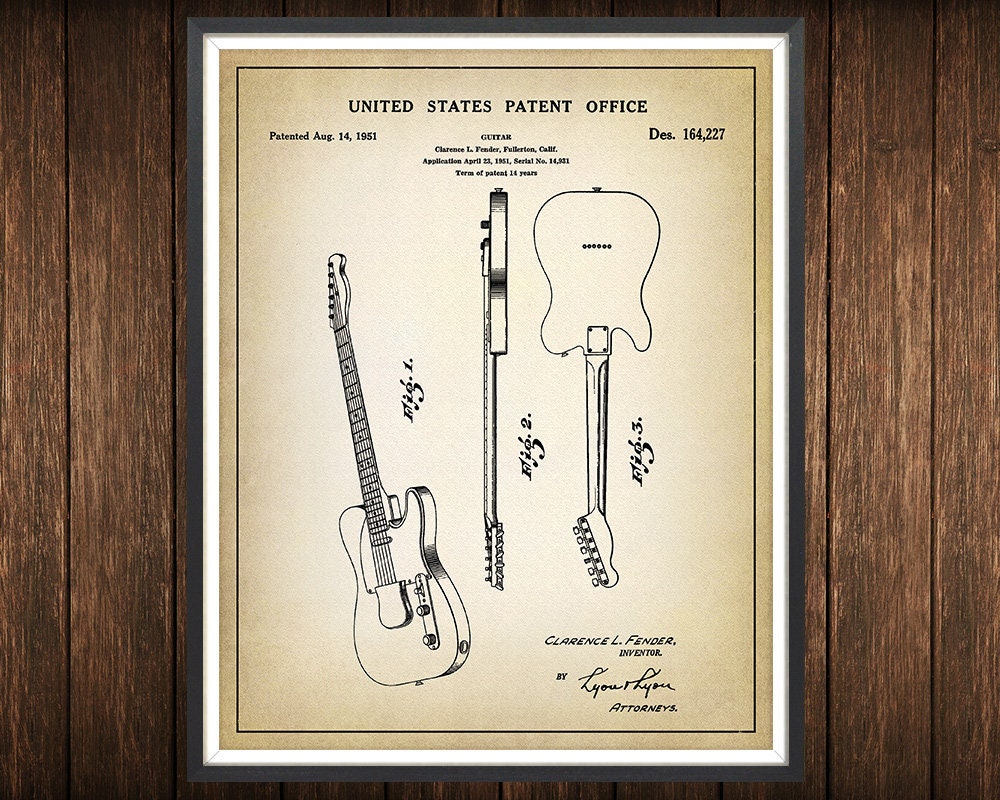 FENDER TELECASTER 1951 Patent Print Telecaster Art - Etsy