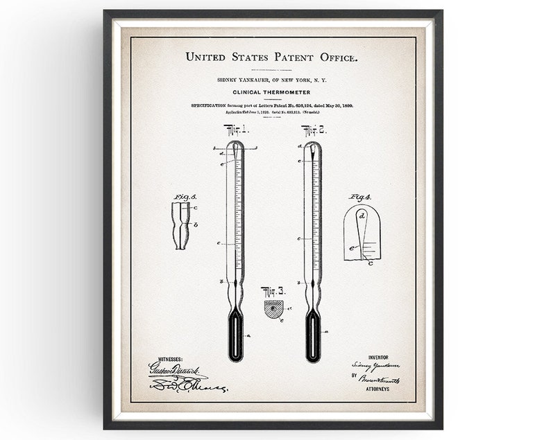 Clinical Thermometer Patent Print Medical Paten Hospital - Etsy UK