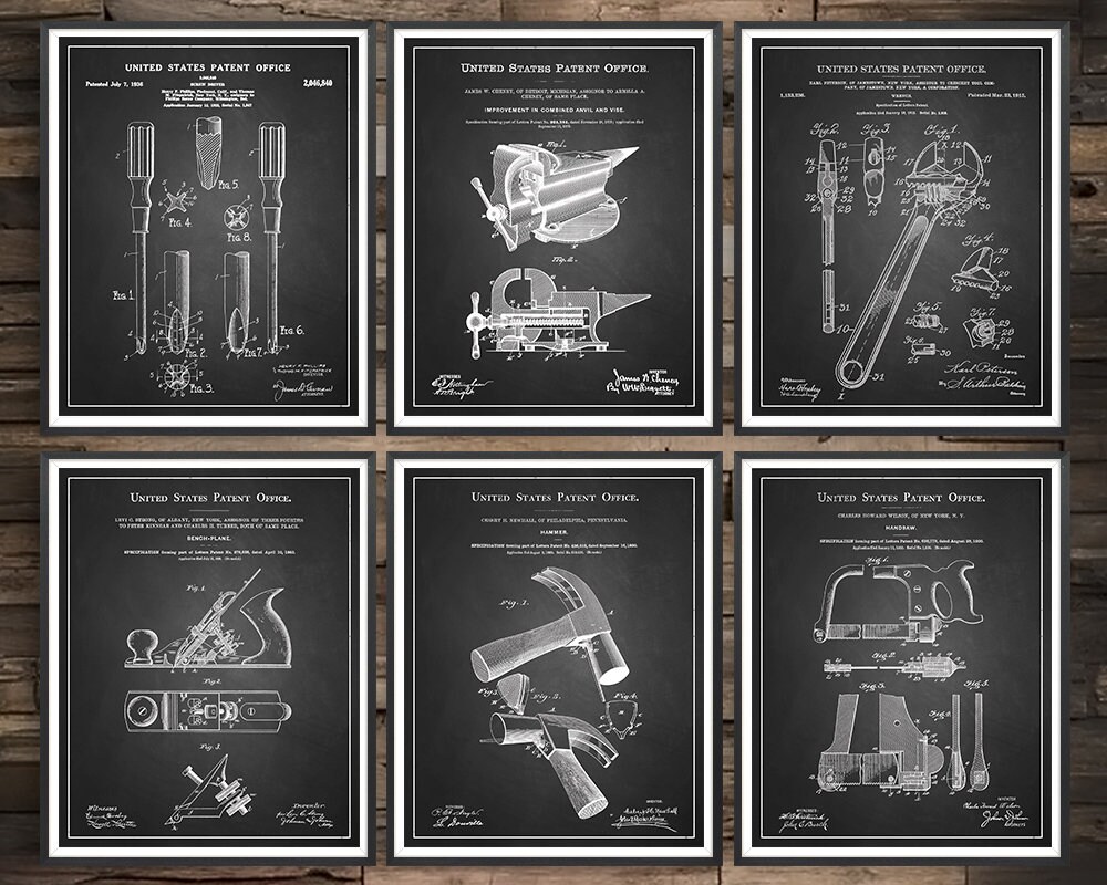 Vintage Tools Patent Prints Set of 6 Handyman Art | Etsy