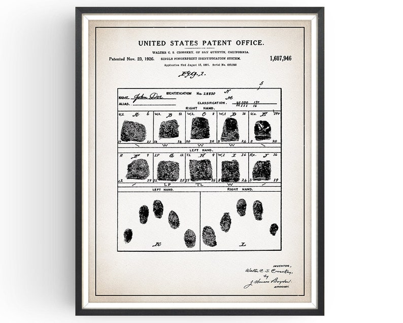 Police Patent Print Finger Print Police Identification - Etsy