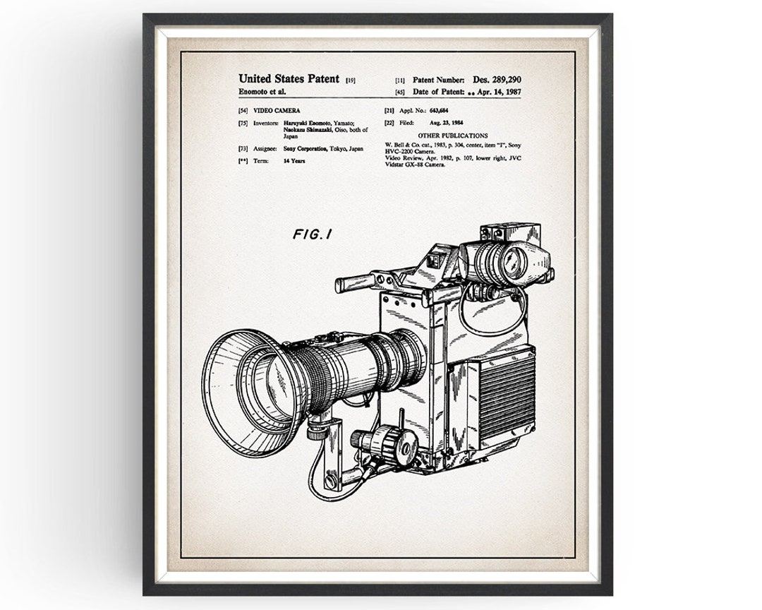 Video Camera Patent Print Photographer Videographer Video Camera ...