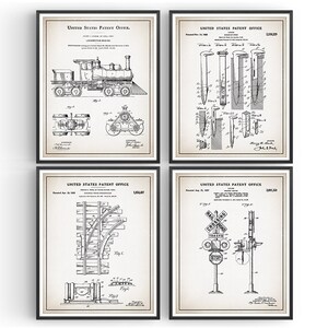 Train Patent Set Set of 4 Patent Prints Train Art Railroad Art ...