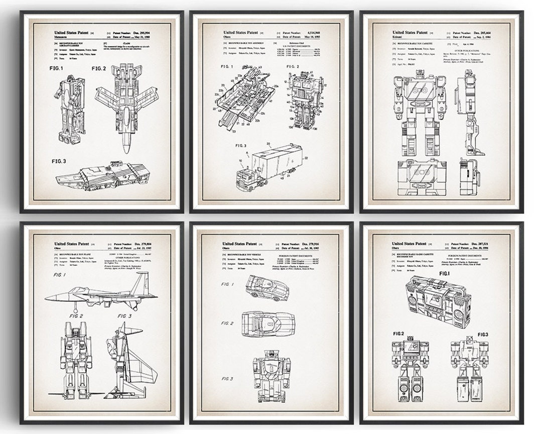 Transformers Patent Prints - Set of 6 - Transformers Print - Autobot ...