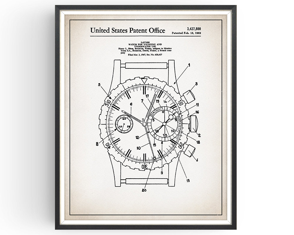 Watch Patent Print Watch Print Rolex Watch Divers Watch - Etsy