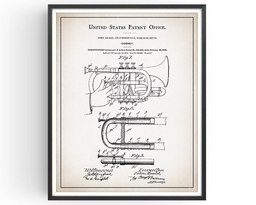 CORNET 1899 Patent Print Cornet Art Cornet Gift - Etsy