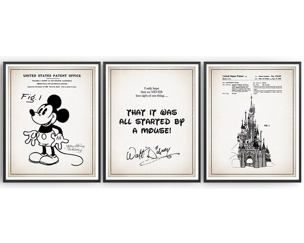 Mickey Mouse Printable Wall Art, Set of 3, Nursery Print, Digital ...