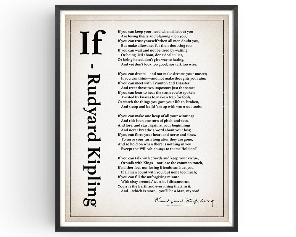 If Print Rudyard Kipling Inspirational Quote Graduation - Etsy UK