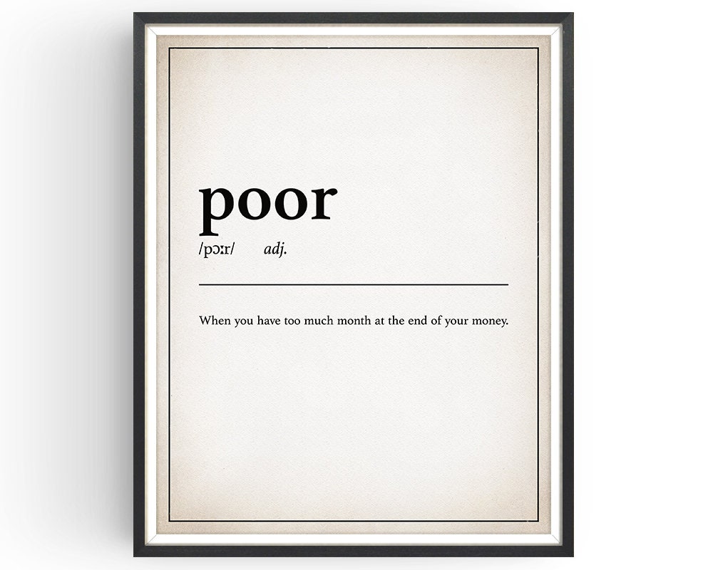 Poor Definition Funny Art Print Minimalist Dictionary | Etsy