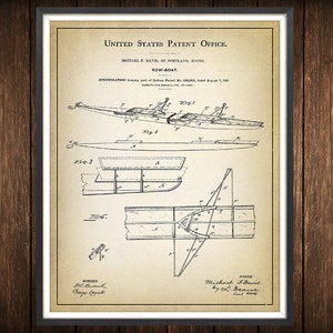 Row Boat Patent Print Boat Art Boating Invention Rowing | Etsy