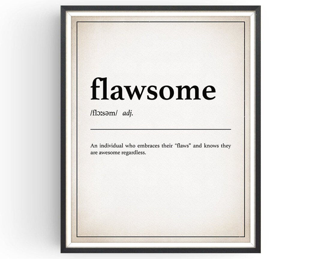 Flawsome Definition Funny Art Print Minimalist Dictionary Art Unusual ...