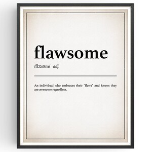 Flawsome Definition Funny Art Print Minimalist Dictionary Art Unusual ...