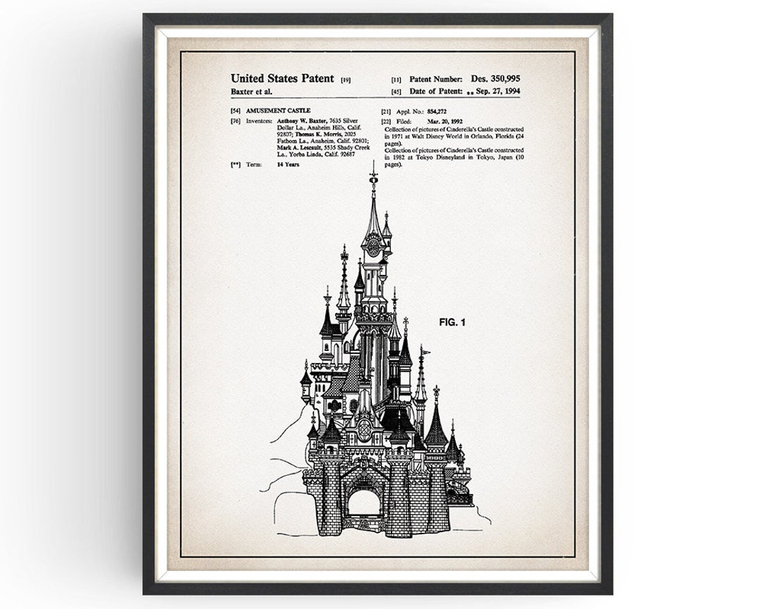 DISNEY CASTLE Patent Print Unframed - Etsy