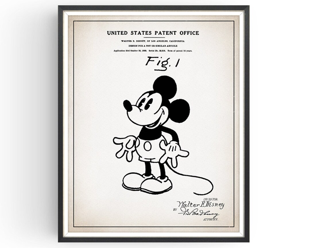 MICKEY MOUSE 1929 Patent Print Mickey Mouse Print Disney Print Vintage ...